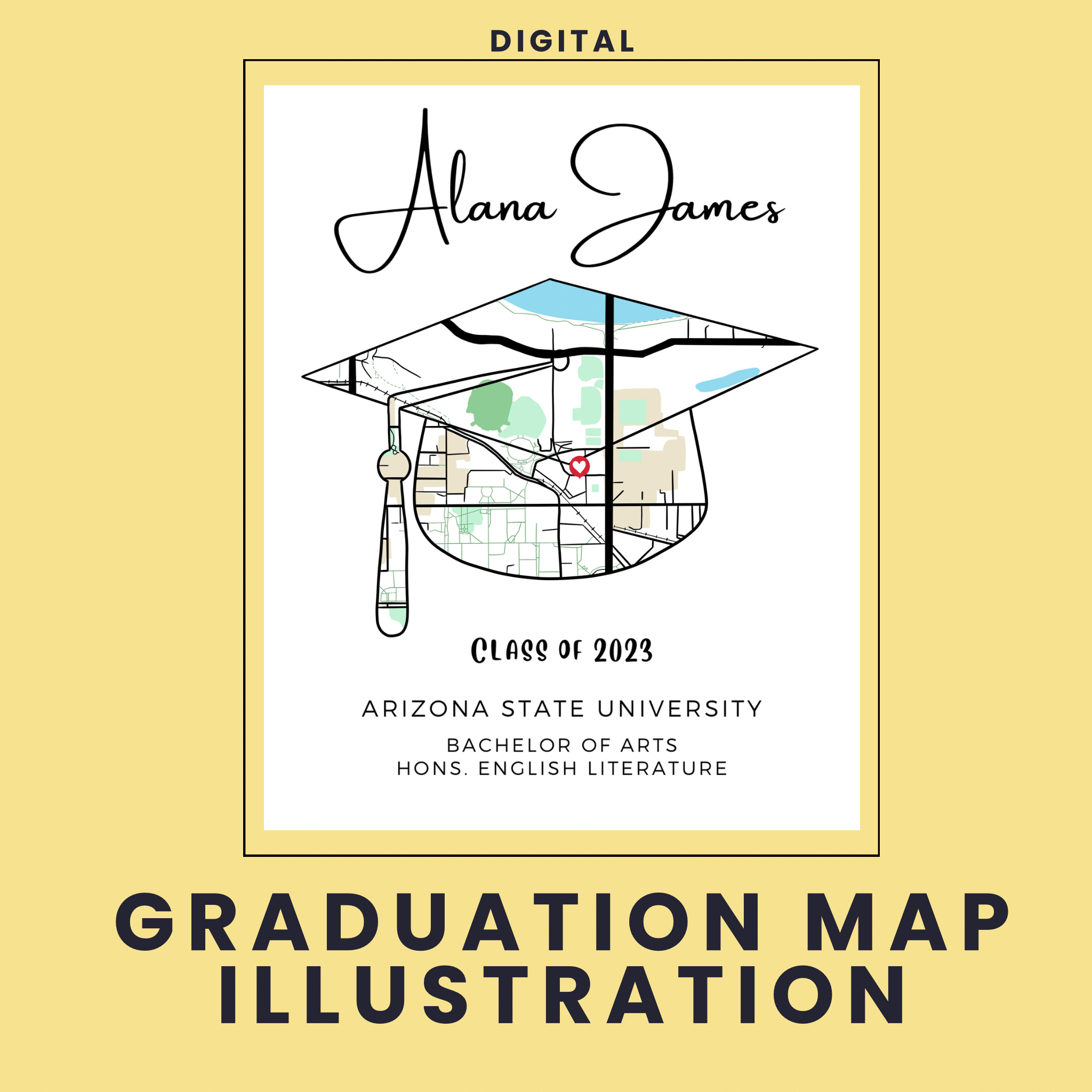Graduation Map Illustration – Emile Power Co.